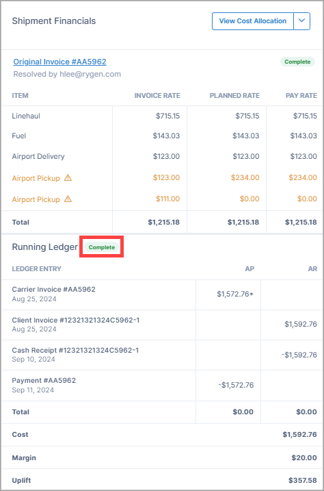 Apply payment to the carrier invoice | Corsair Docs